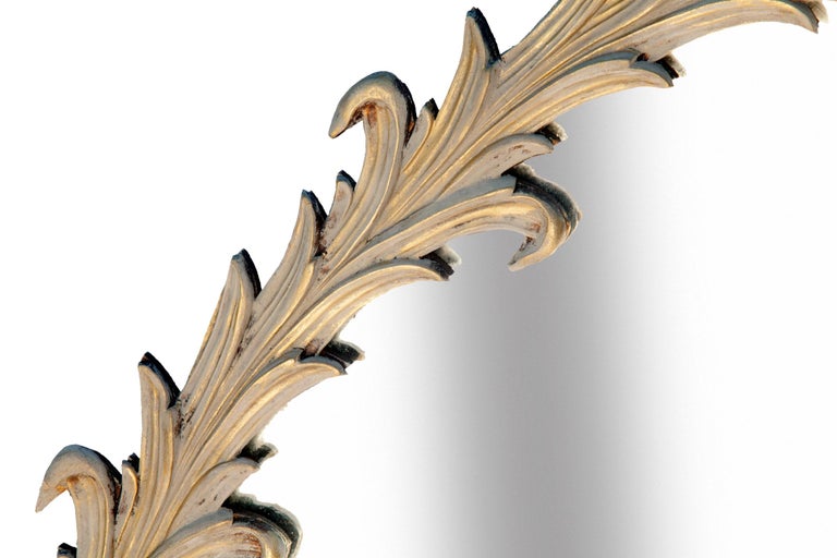 Large Round Mirror with Spikey Vine Branch Design in Greige and Blonde ...