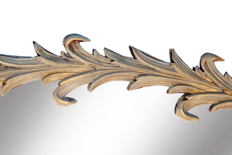 Large Round Mirror with Spikey Vine Branch Design in Greige and Blonde ...