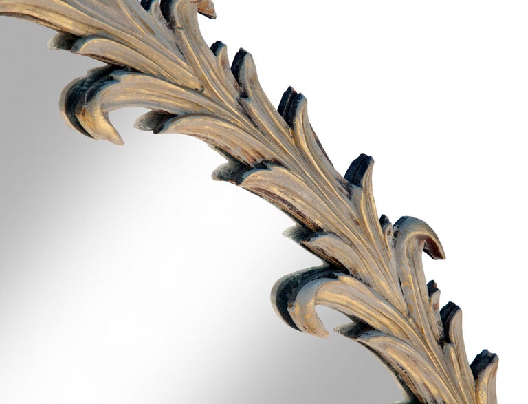 Large Round Mirror with Spikey Vine Branch Design in Greige and Blonde ...