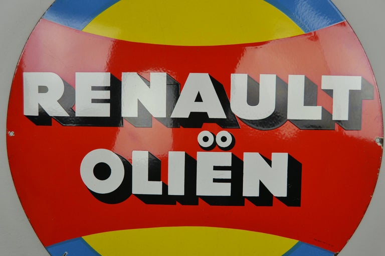 Large Round Porcelain Sign Renault Oil Service, 1960s at 1stDibs