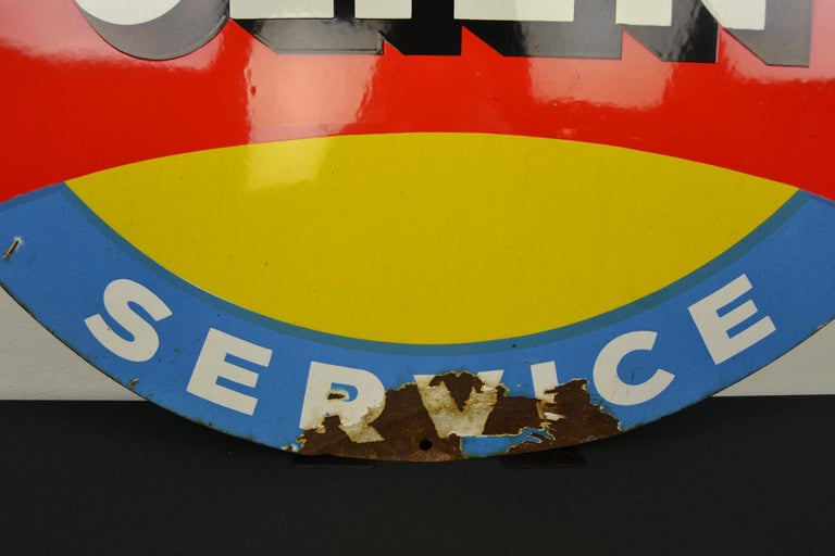 Large Round Porcelain Sign Renault Oil Service, 1960s at 1stDibs