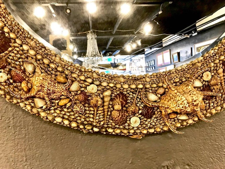 Large Round Shell Mirror, 20th c. at 1stDibs