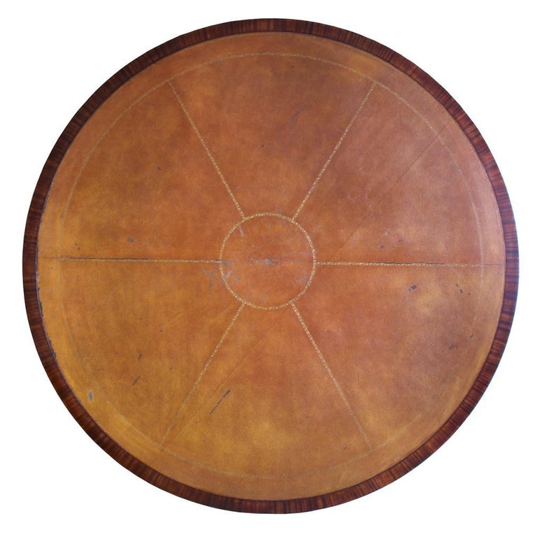 Large Round Spanish Mahogany Dining Table Attributed to Valenti ...