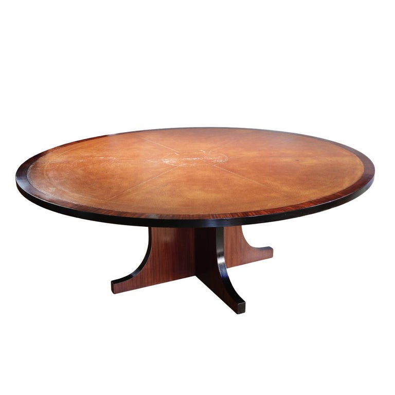Large Round Spanish Mahogany Dining Table Attributed to Valenti ...