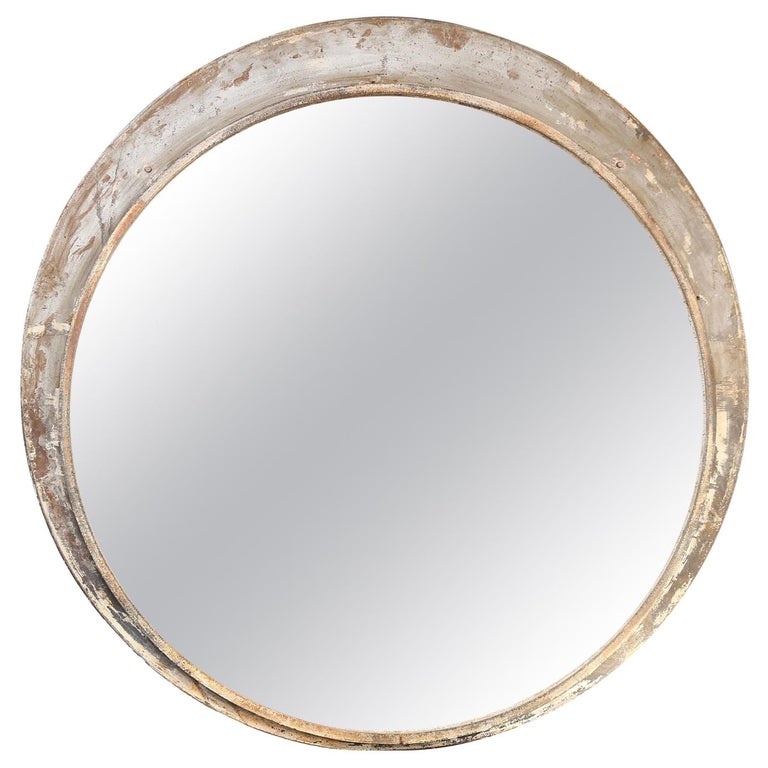 Large Round Train Station Mirror For Sale at 1stDibs