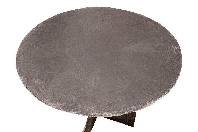 Large Round Vintage Slate Table at 1stDibs