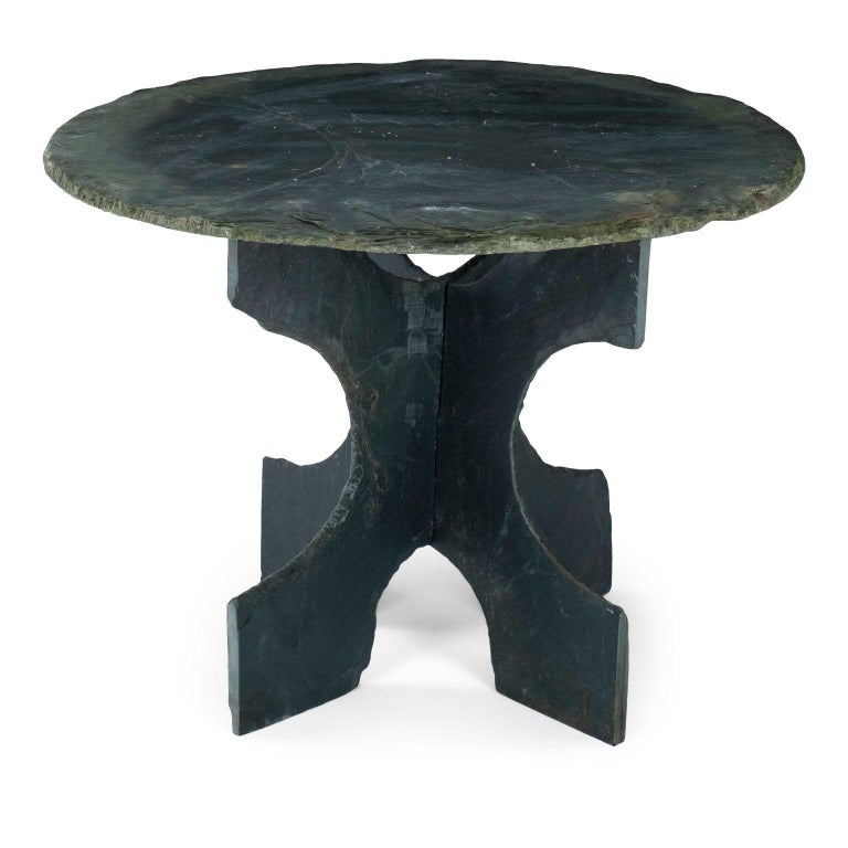 Large Round Vintage Slate Table For Sale at 1stDibs