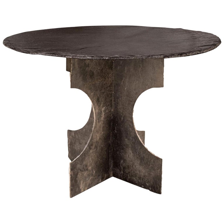 Large Round Vintage Slate Table at 1stDibs