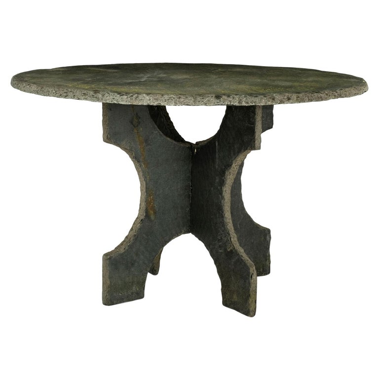 Large Round Vintage Slate Table at 1stDibs
