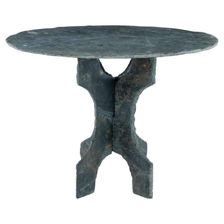 Large Round Vintage Slate Table at 1stDibs