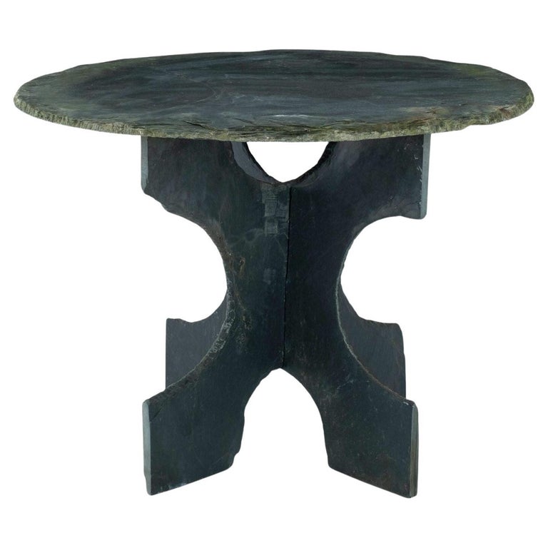 Large Round Vintage Slate Table For Sale at 1stDibs