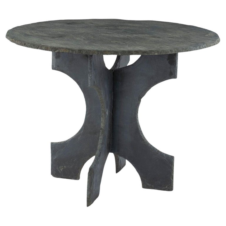 Large Round Vintage Slate Table For Sale at 1stDibs