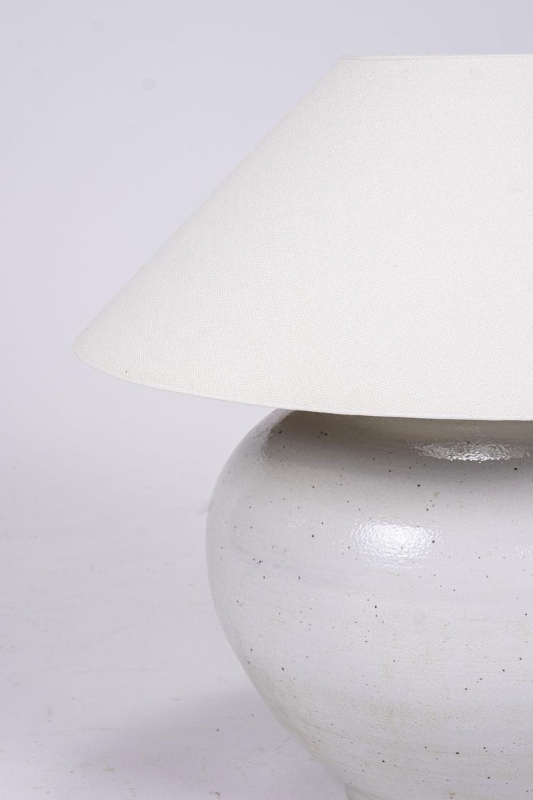 Large Round White Glazed Ceramic Lamp at 1stDibs | white round lamp ...