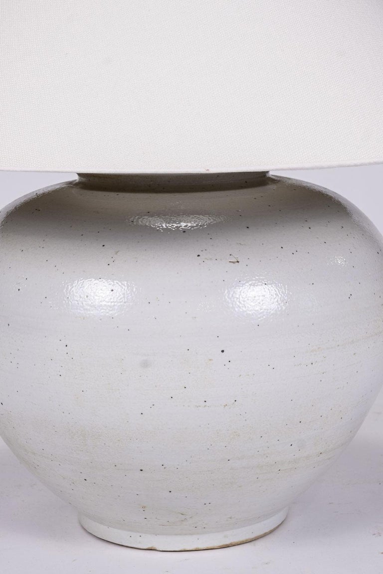 Large Round White Glazed Ceramic Lamp at 1stDibs | white round lamp ...
