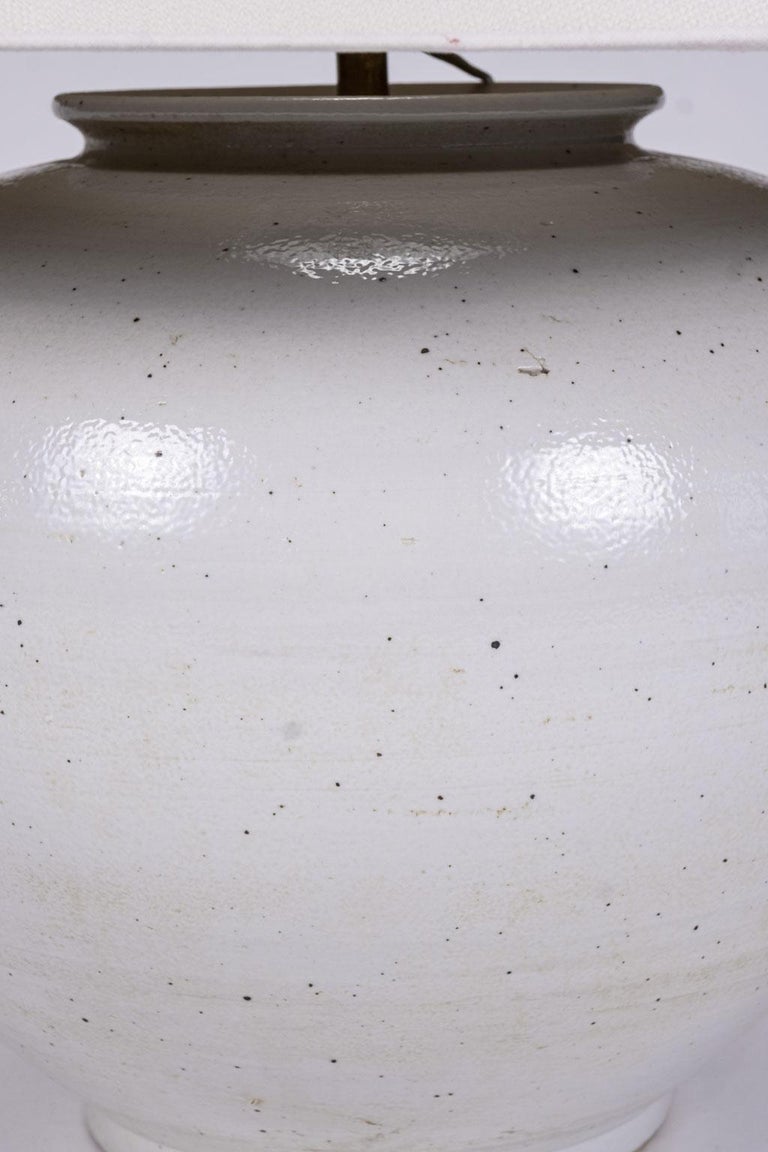 Large Round White Glazed Ceramic Lamp at 1stDibs