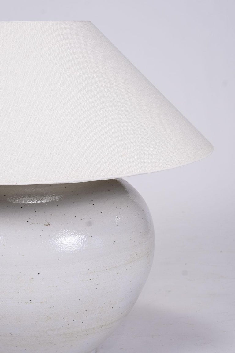 Large Round White Glazed Ceramic Lamp at 1stDibs | white round lamp ...