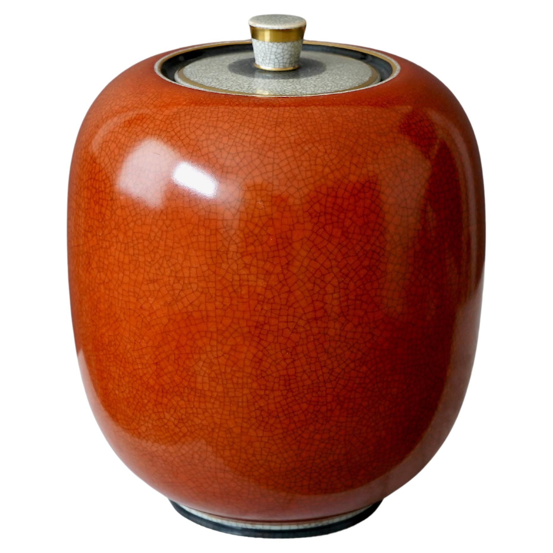 Large Royal Copenhagen Crackle Glazed Lidded Urn. Thorkild Olsen ...