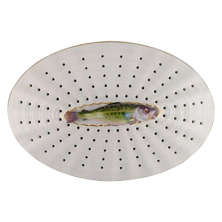 Large Royal Copenhagen Fauna Danica Fish Grate in Hand-Painted ...