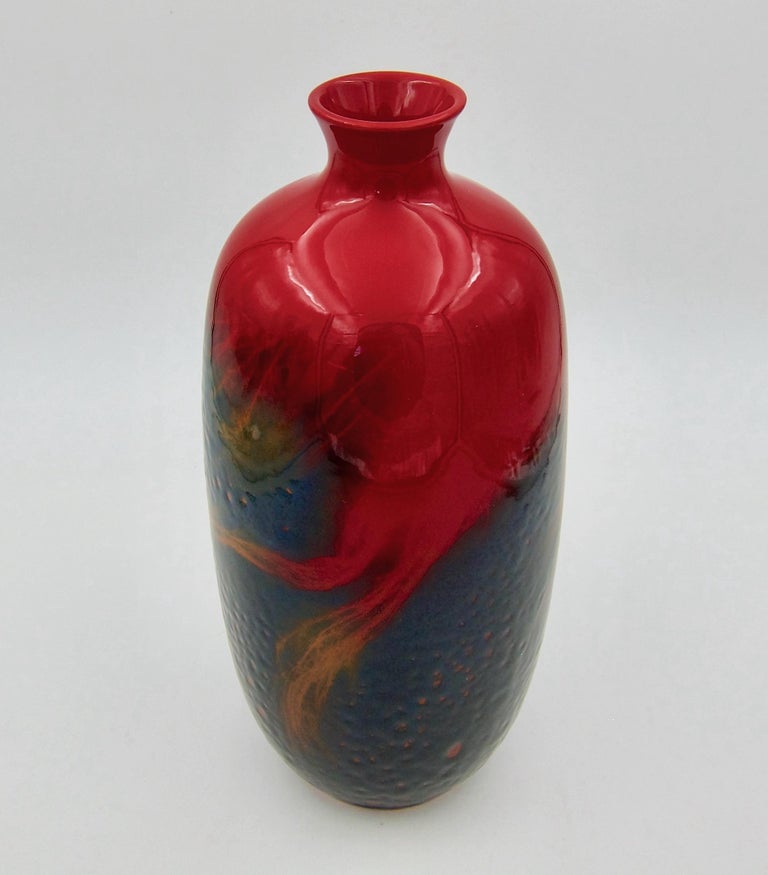 Large Royal Doulton Red Flambe Vase from the Art Deco Period at 1stDibs