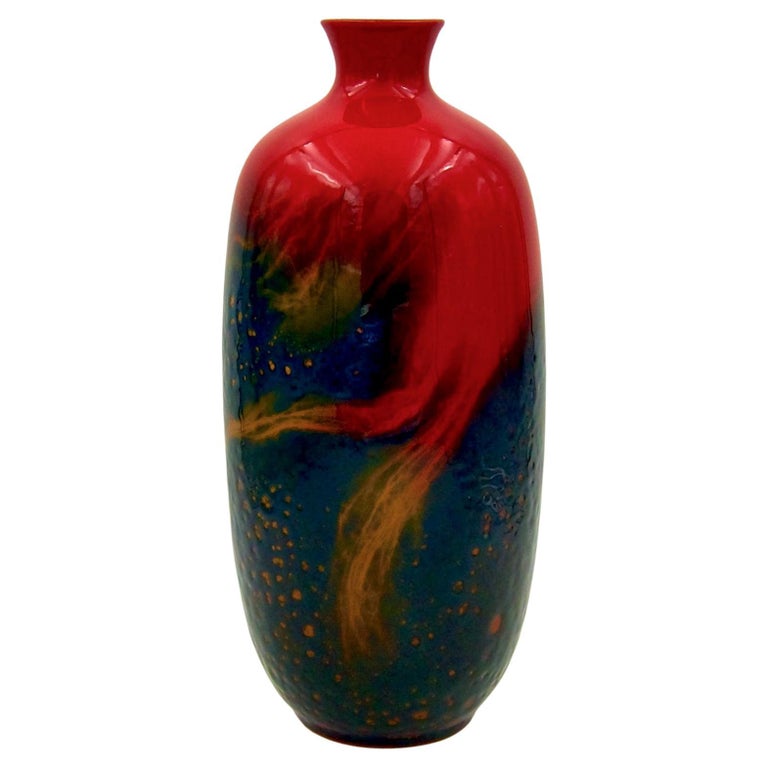 Large Royal Doulton Red Flambe Vase from the Art Deco Period at 1stDibs