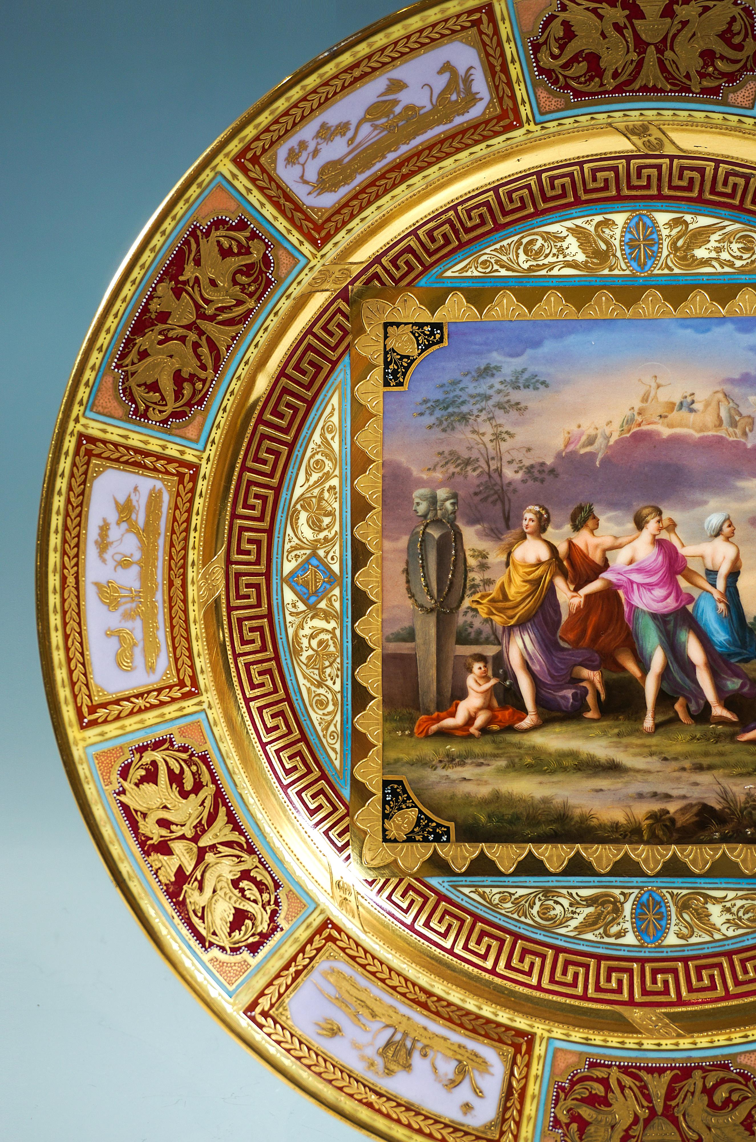 Large Royal Vienna Picture Plate 'Four Seasons With Father Of Time ...
