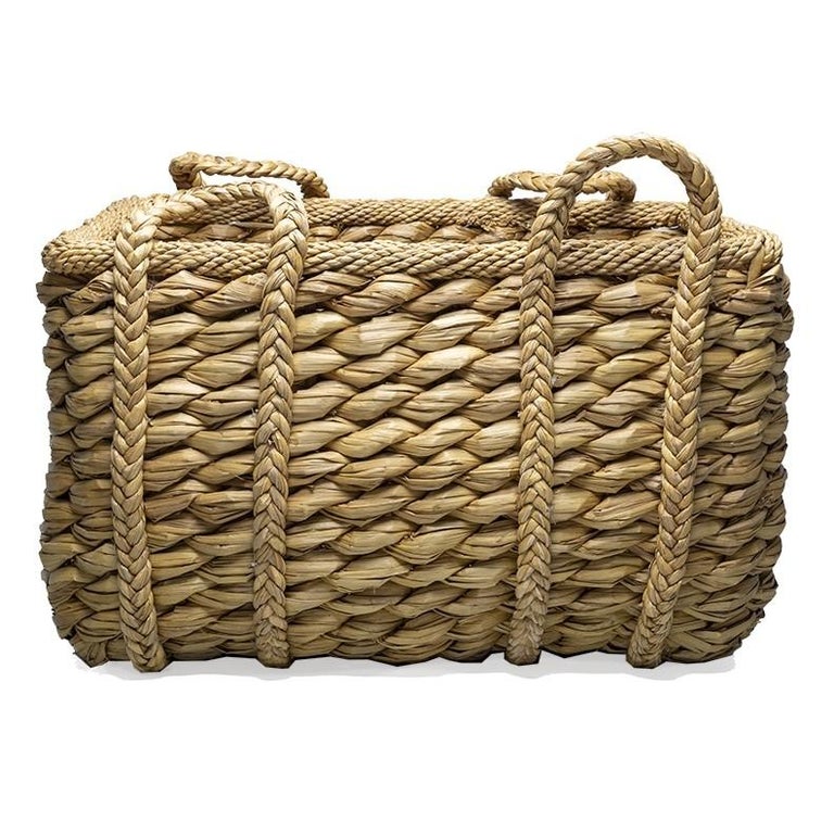 Large Rush Basket with Handles For Sale at 1stDibs