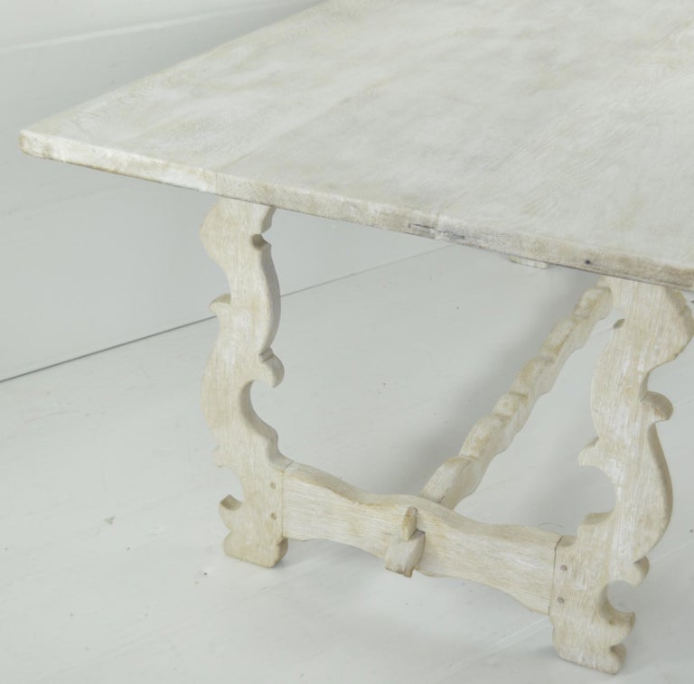 Large Rustic Antique Bleached Oak Spanish Baroque Style Table For Sale ...