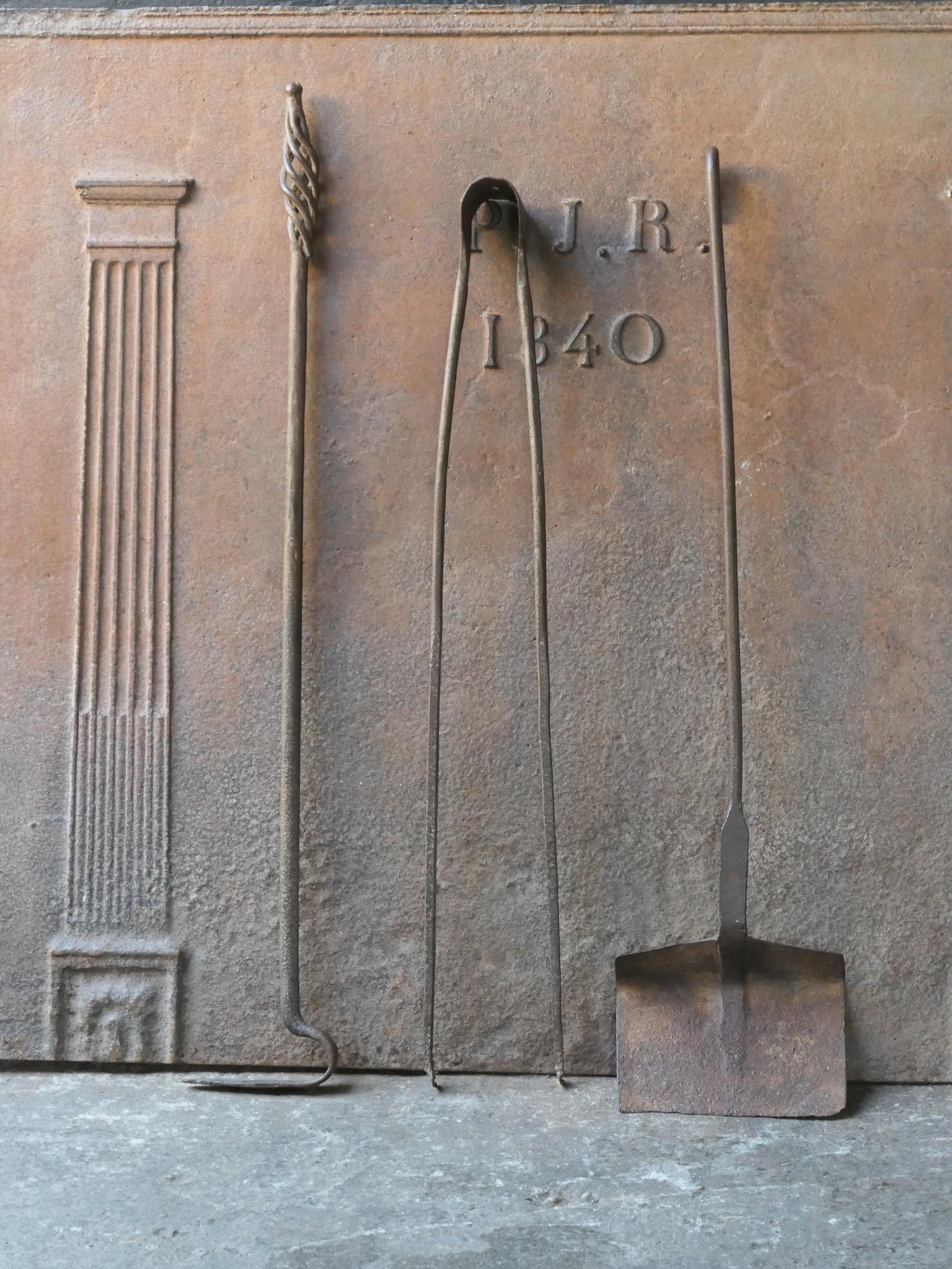 Large Rustic French Fireplace Tools, 17th-18th Century For Sale at 1stDibs