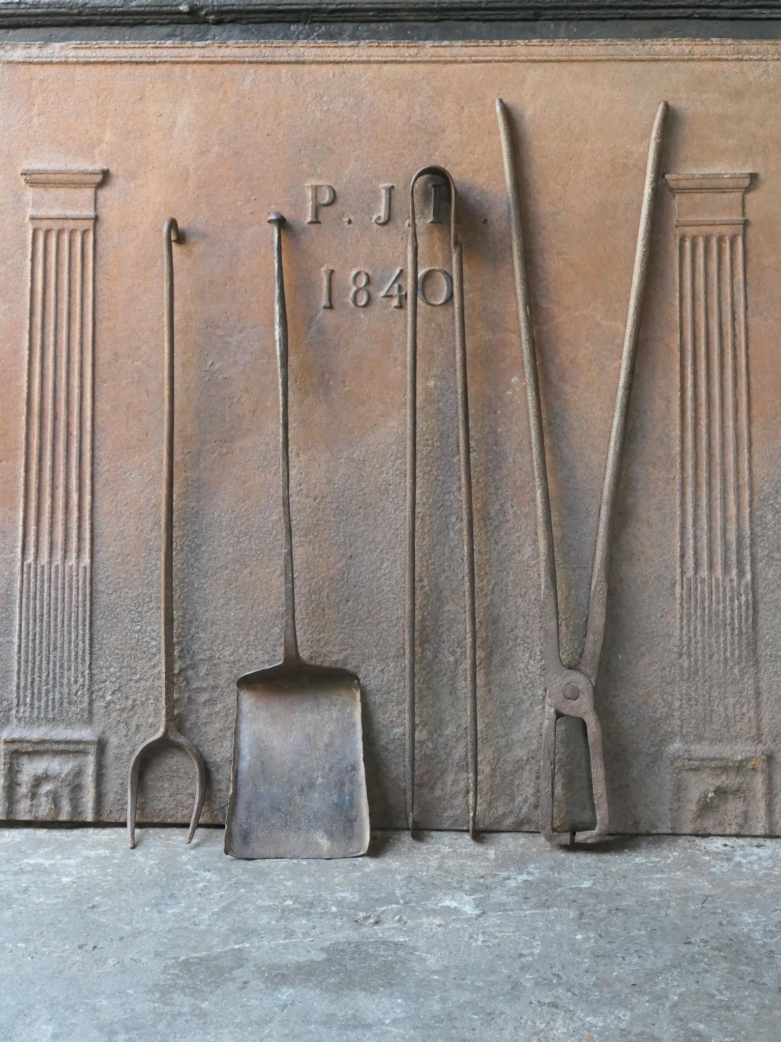 Large Rustic French Fireplace Tools, 18th-19th Century For Sale at 1stDibs