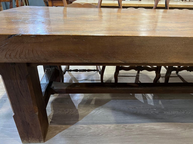 Large Rustic Oak Farmhouse Table with Thick Top at 1stDibs