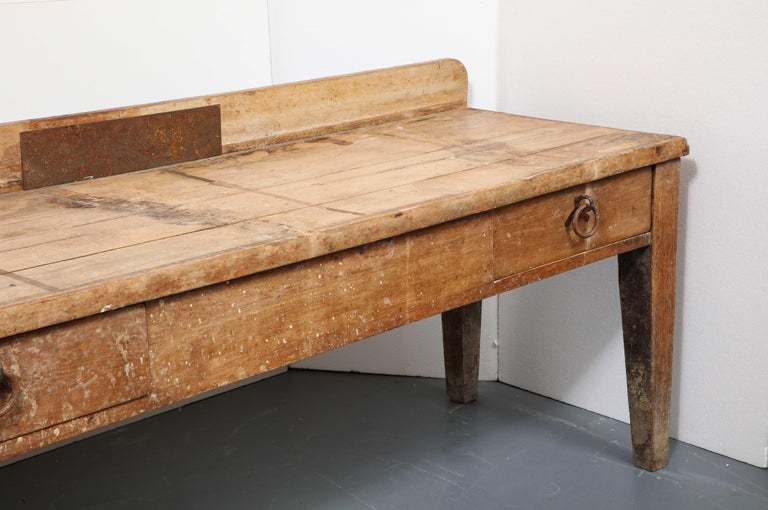 Large Rustic Oak Work Table, France, 19th Century For Sale at 1stDibs