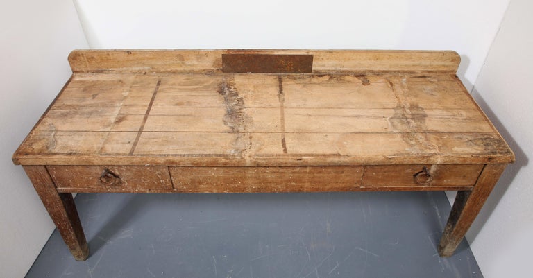 Large Rustic Oak Work Table, France, 19th Century For Sale at 1stDibs