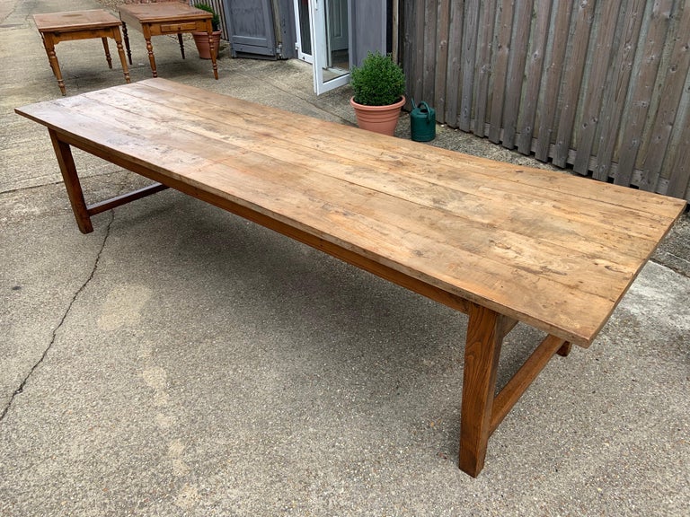 Large Rustic Pale Beech Farmhouse Table at 1stDibs