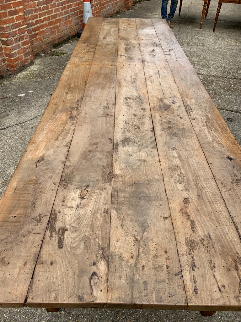 Large Rustic Pale Beech Farmhouse Table at 1stDibs