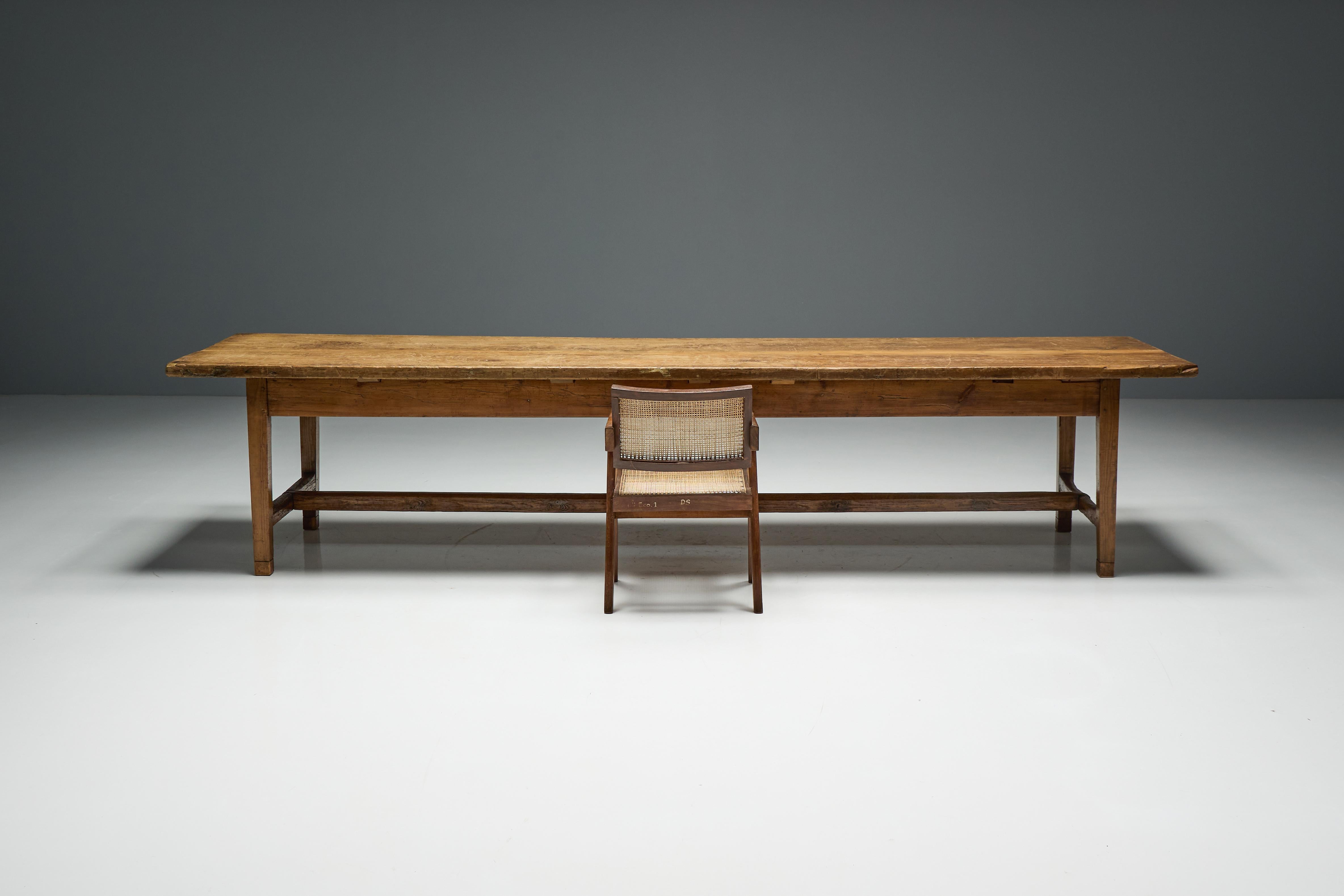 Large Rustic Primitive Dining Table, France, 19th Century For Sale at 1stDibs