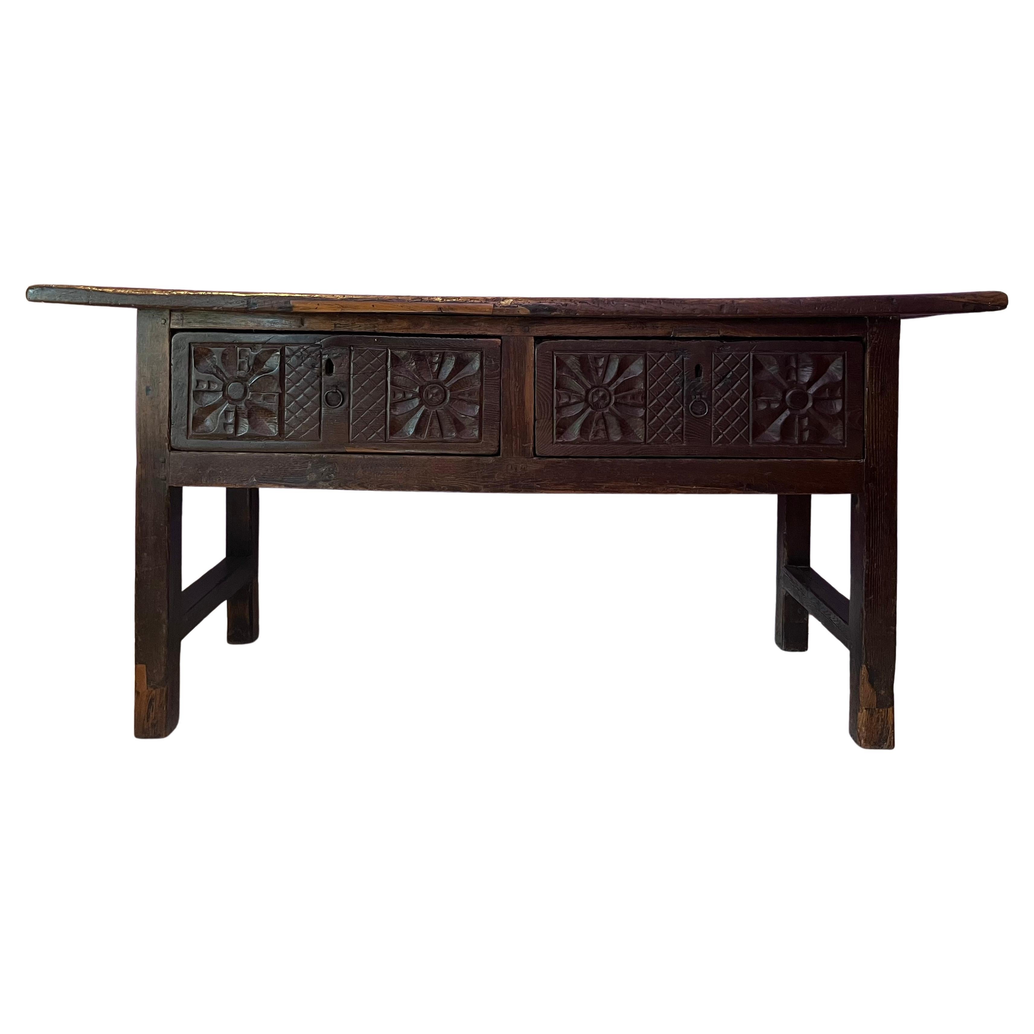 19th Century Rustic Spanish Parquet Dining Table For Sale at 1stDibs