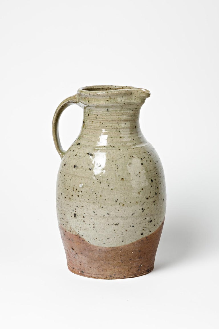 Large Rustic XXth Century Design Brown and Grey Ceramic Pitcher Lohoff ...