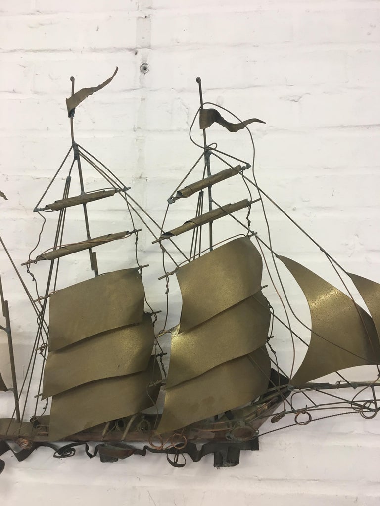 Large Sailing Ship Wall Light Sculpture by the Belgian Artist Daniel ...