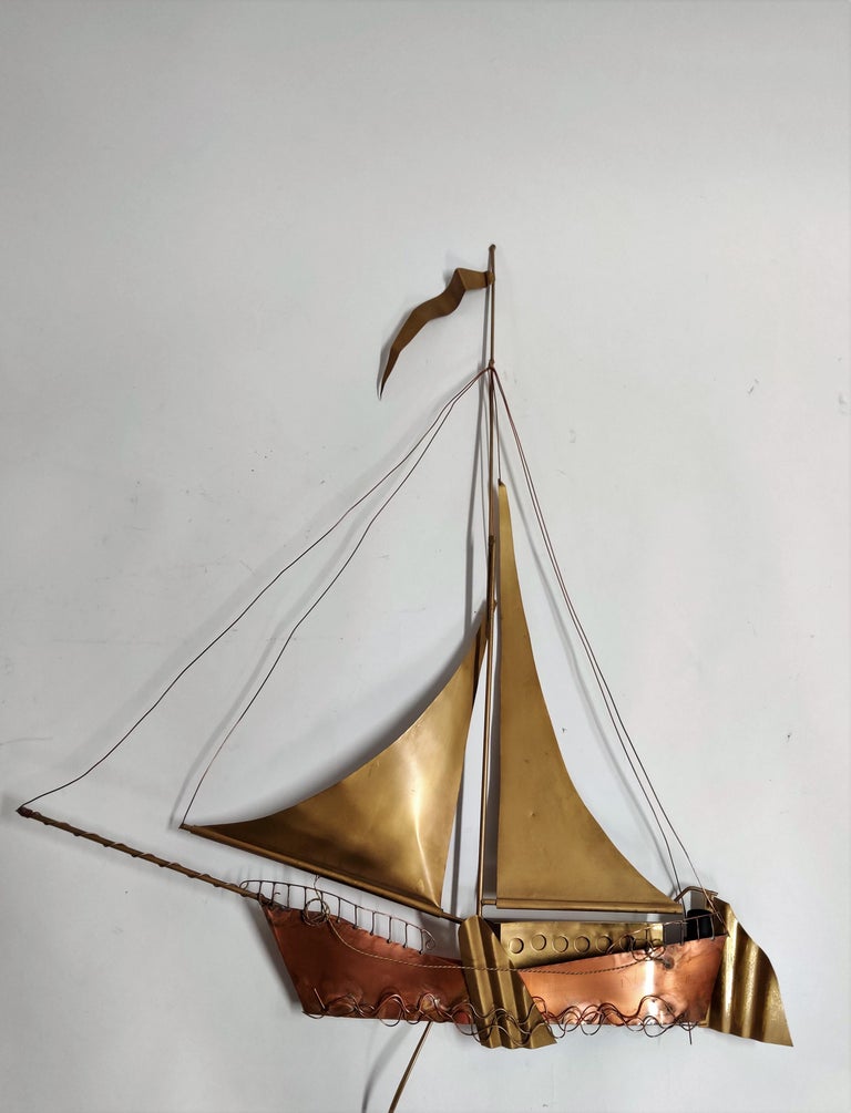 Large Sailing Ship Wall Light Sculpture by the Belgian Artist Daniël ...