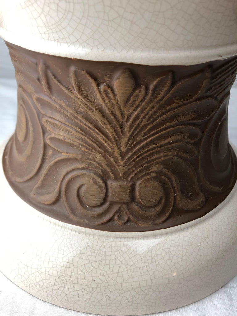 Large Saint Clement Art Deco Crackle Ceramic Vase, circa 1930s For Sale ...