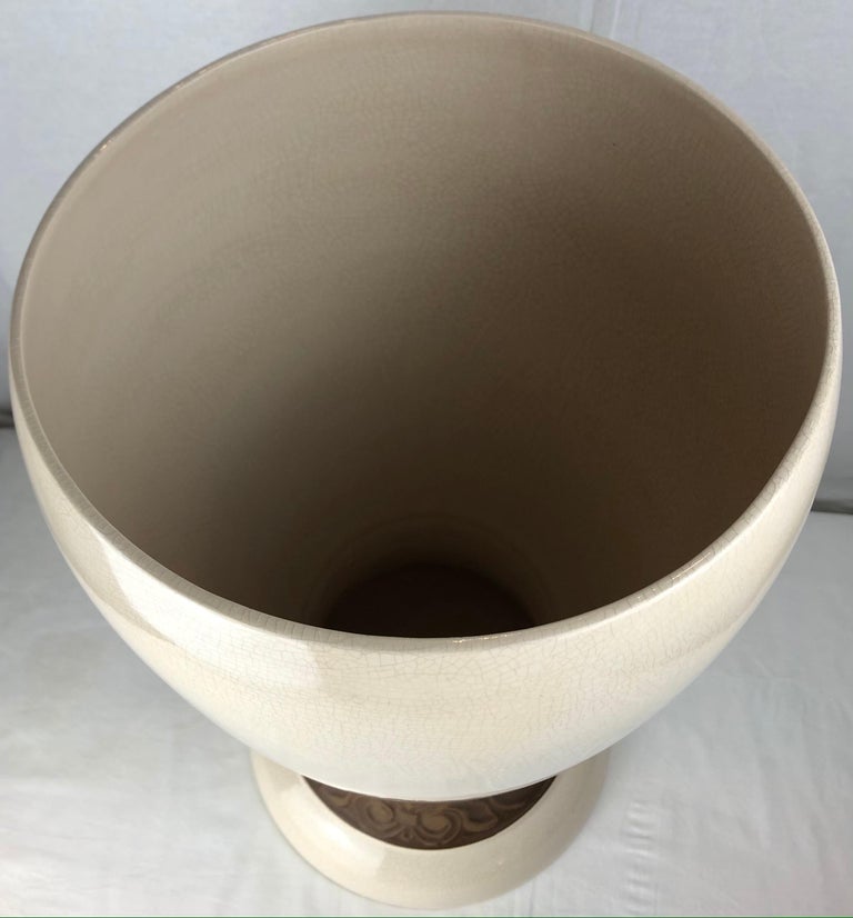 Large Saint Clement Art Deco Crackle Ceramic Vase, circa 1930s For Sale ...