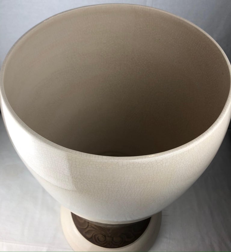 Large Saint Clement Art Deco Crackle Ceramic Vase, circa 1930s For Sale ...
