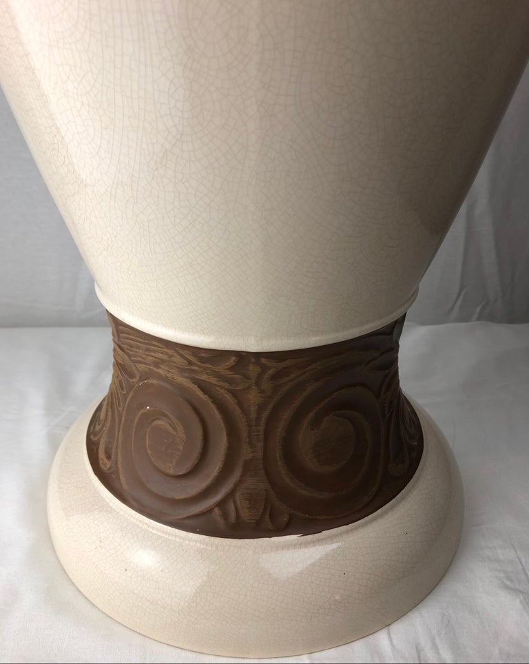 Large Saint Clement Art Deco Crackle Ceramic Vase, circa 1930s For Sale ...