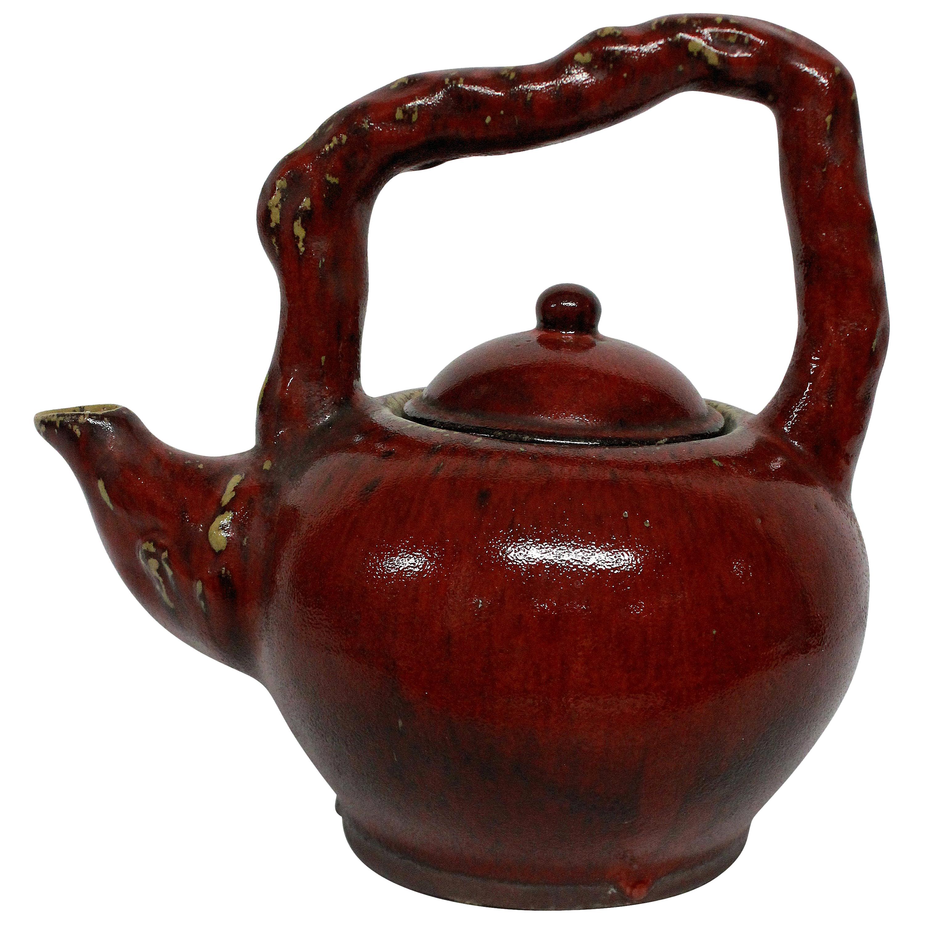 Large Sangue De Boeuf Japanese Ornamental Tea Pot For Sale at 1stDibs