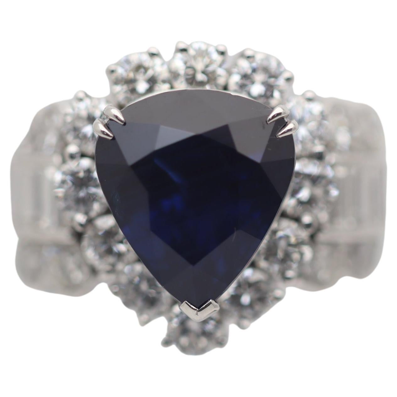 Turquoise Sapphire Diamond Platinum Ring at 1stDibs