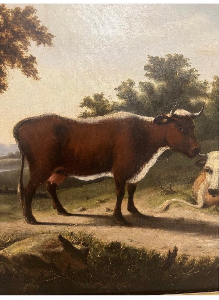 Large Scale 19th Century English School Bucolic Landscape Oil Painting For Sale at 1stDibs