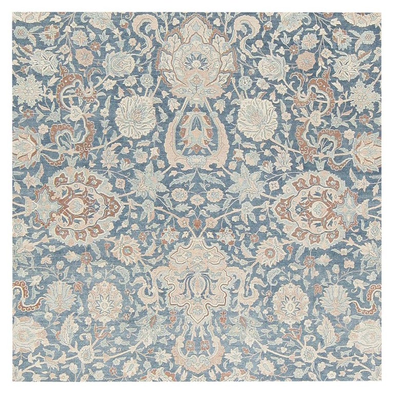 Large Scale All-Over Design Light Blue Persian Kerman Carpet at 1stDibs