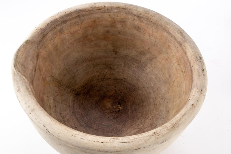 Large Scale Antique Heavy Ceramic Mortar and Two Pestles at 1stDibs