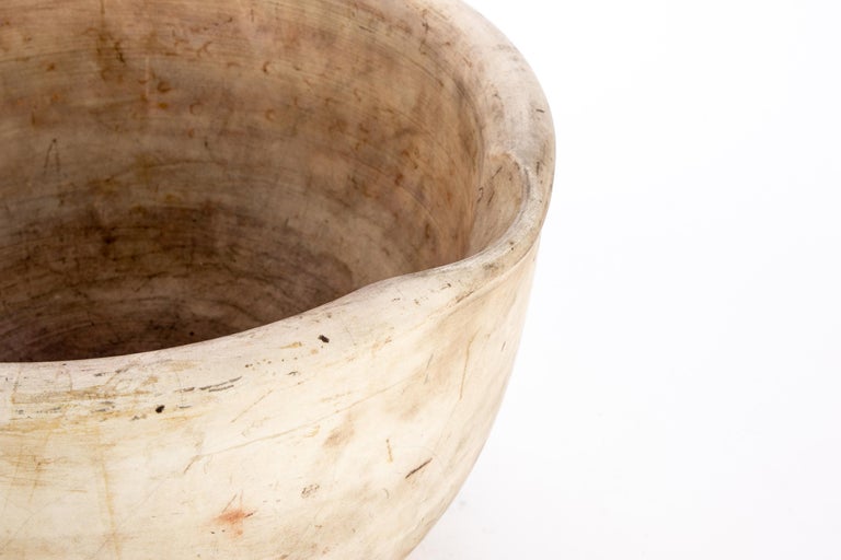 Large Scale Antique Heavy Ceramic Mortar and Two Pestles at 1stDibs