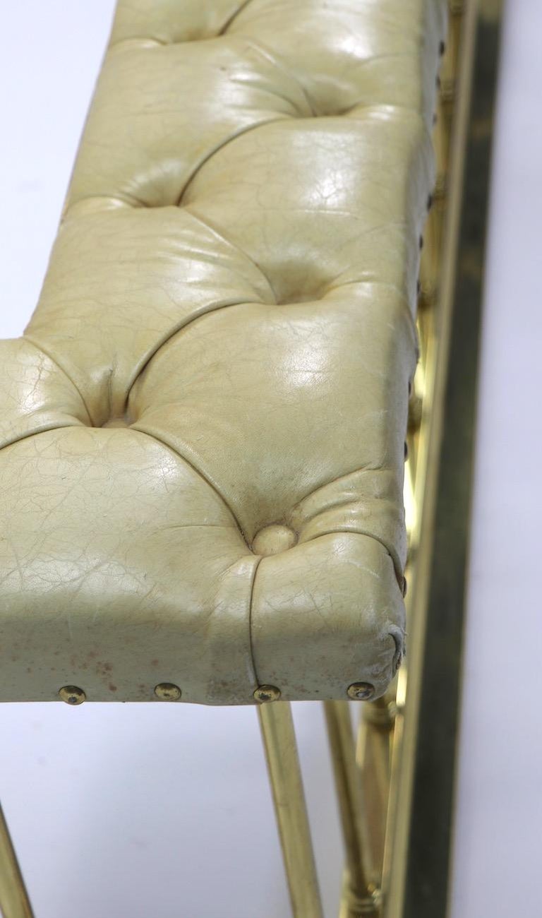 Large Scale Bench Club Fender in Brass and Leather at 1stDibs